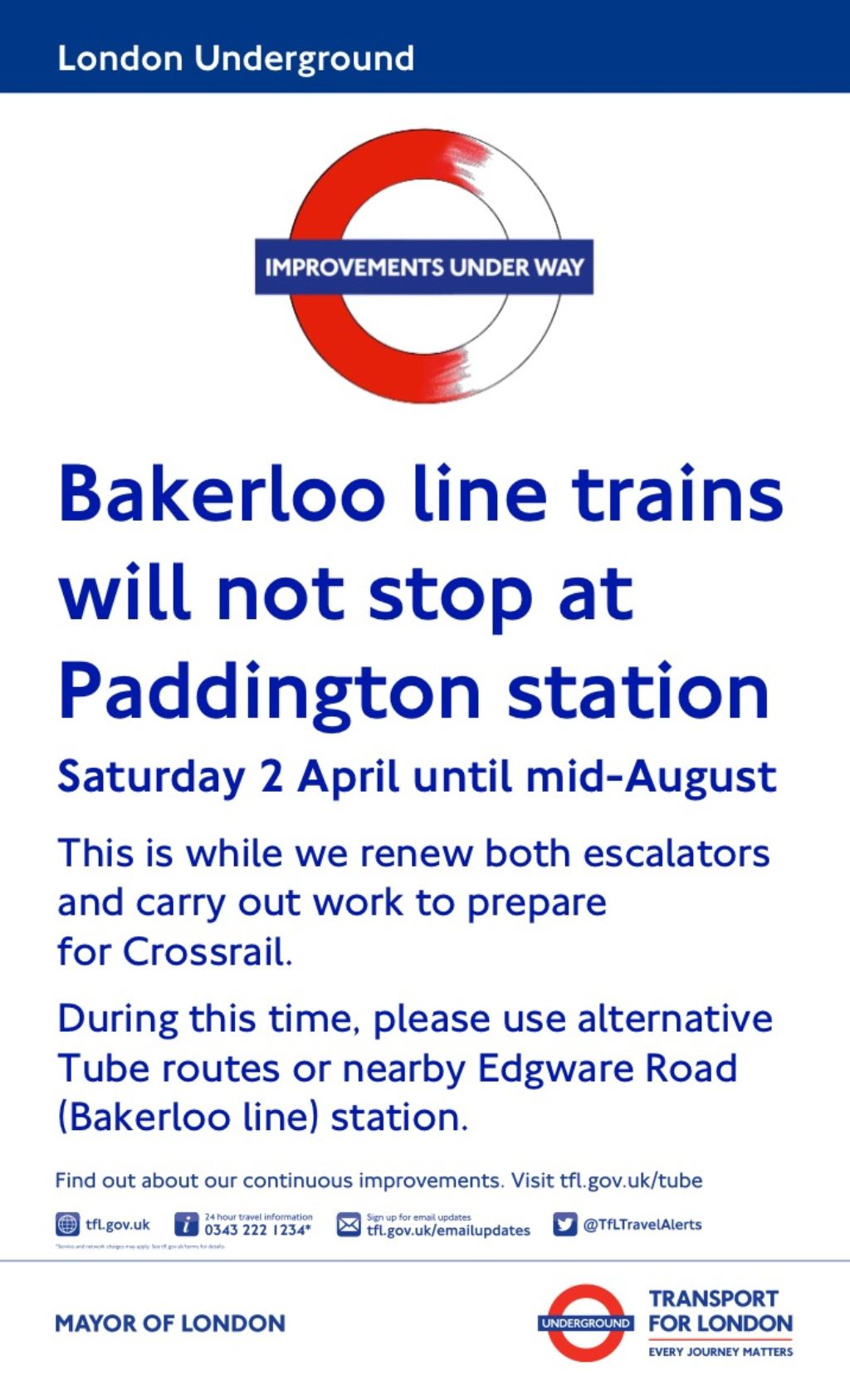 Bakerloo Line Closure at Paddington | Paddington